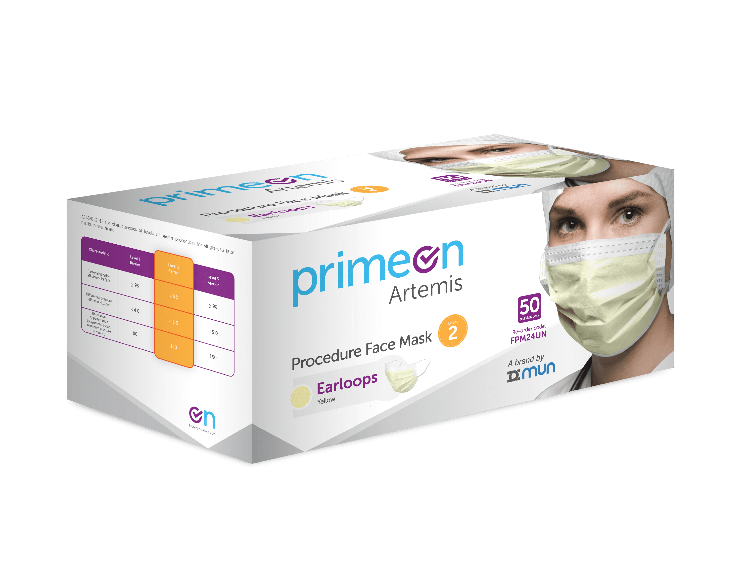 Artemis ASTM Level 2 Procedure Face Mask (Yellow) - Mun Global Malaysia