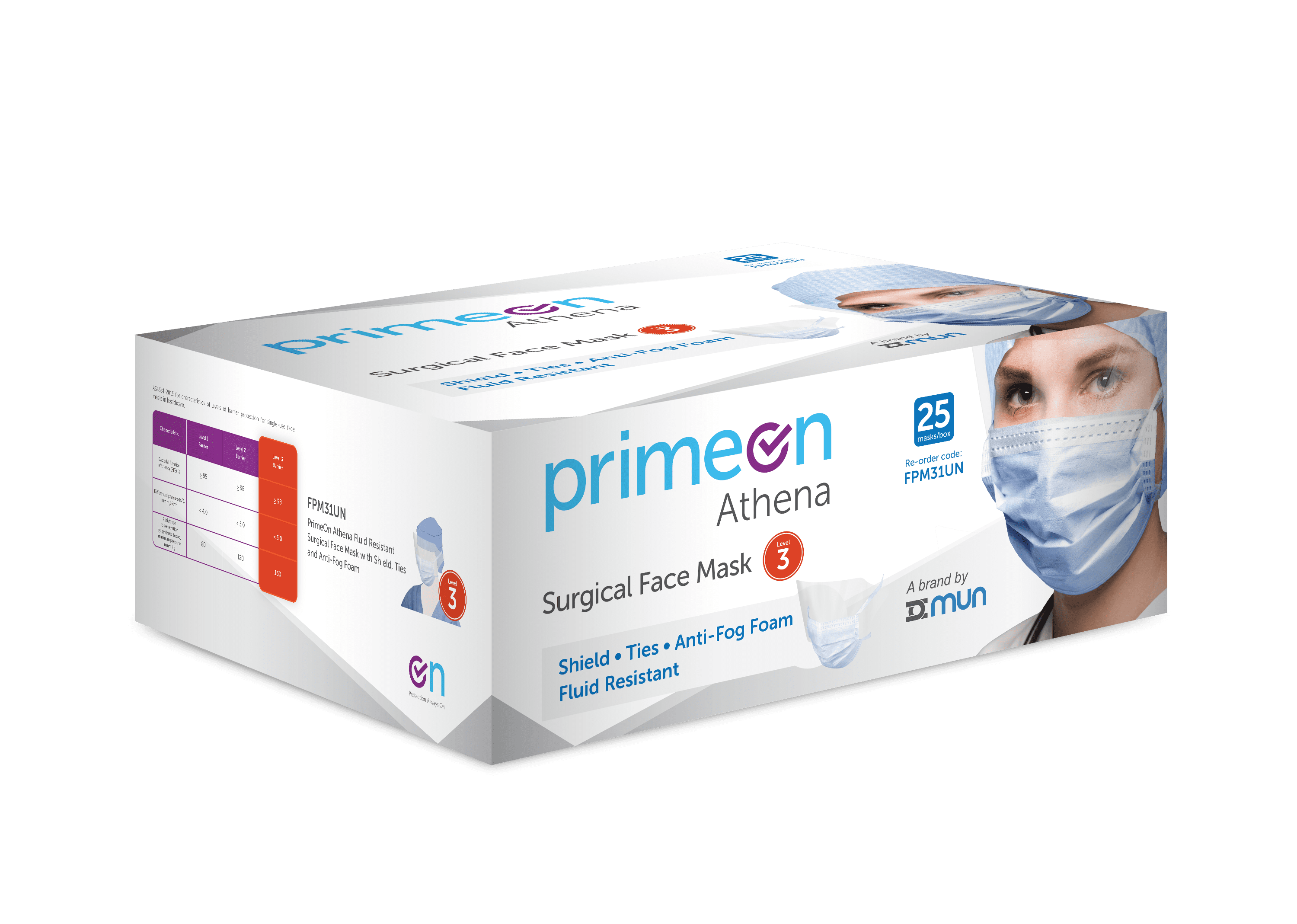 Athena ASTM Level 3 Surgical Face Mask With Anti-Fog Foam & Shield ...